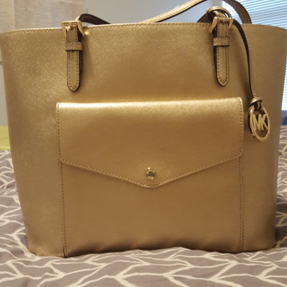 Michael Kors | Bags | Michael Kors Gold Tote | Poshmark